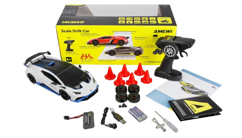 Lamborghini Huracan STO RC Drift Car 4WD LED 1:18 RTR licencované bílé ...